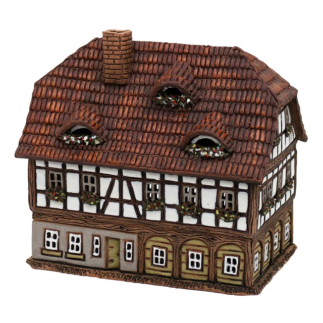 KERAMIK TEELICHTHAUS LICHTERHAUS Teelicht Fachwerkhaus Umgebindehaus 15 ...