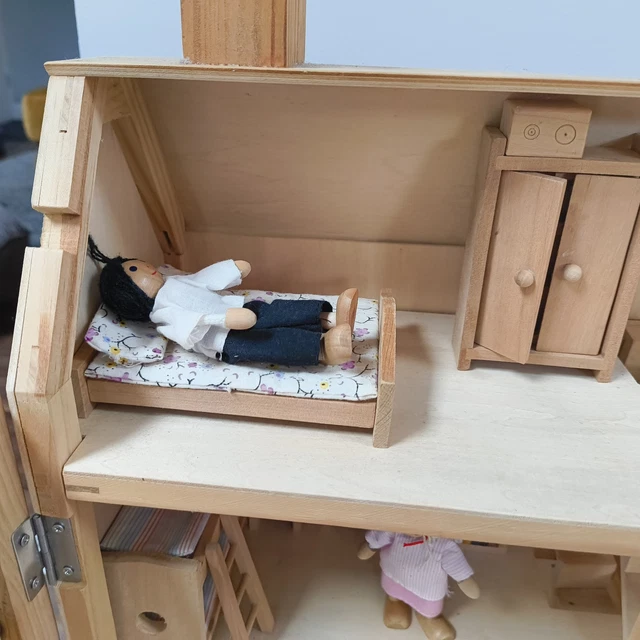 LARGE WOODEN DOLLS House, Furniture And People. Good Condition Some ...