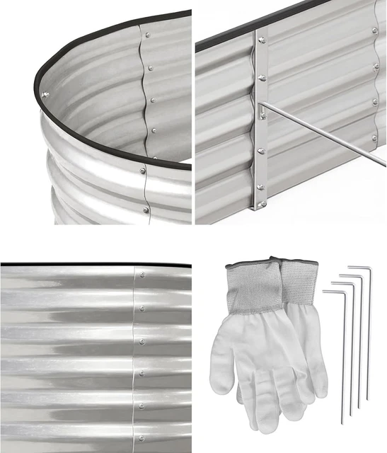 LIVSIP RAISED GARDEN Bed Oval Galvanised Steel Planter Box Outdoor ...