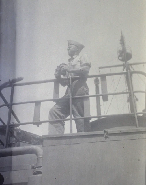 US SOLDIER STANDING Watch On Board Ship Korean War *Original Film ...