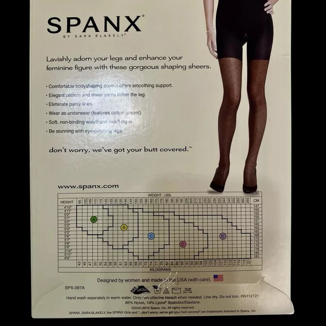 SPANX SARA BLAKELY Sheers Shaper Pantyhose Swiss Dot Sz A Black Style ...