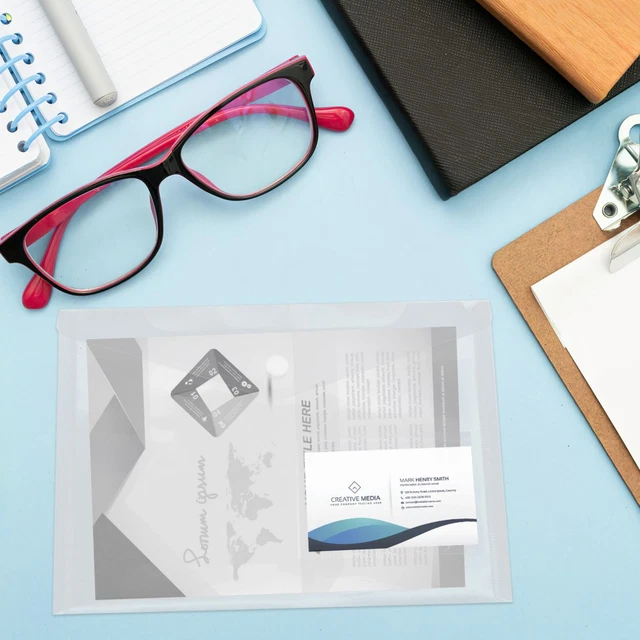 20 PCS BUTTON File Bags Clear Folder Holder Document Transparent $40.47 ...