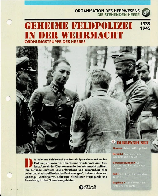 GEHEIME FELDPOLIZEI IN der Wehrmacht / Ordnungstruppe des Heeres ...
