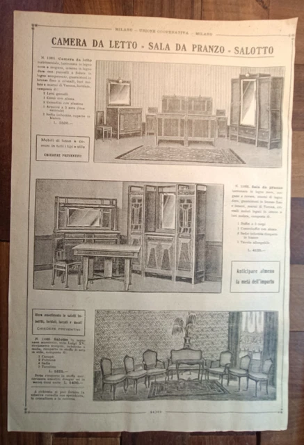 UPHOLSTERY, FLAGS, LIVING room and bedrooms/dining rooms-Milan 1924 ...