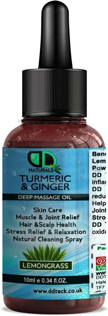 TURMERIC & GINGER Deep Tissue Massage Oil Lemongrass Blend for Muscle ...