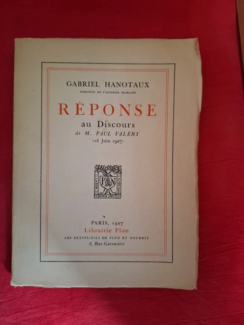 LIVRE REPONSE AU Discours De Paul Valéry 1927 EUR 5,00 - PicClick FR