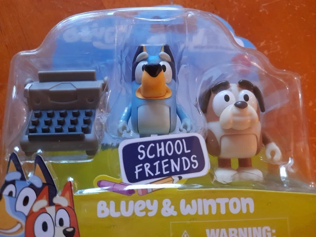BLUEY SCHOOL FRIENDS Backpack Bluey & Winton Figures 2pk Toy New With ...