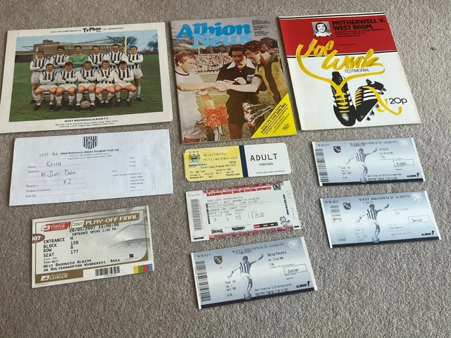 WEST BROMWICH ALBION FC items, Tickets, unusual Programmes, Typhoo Card ...