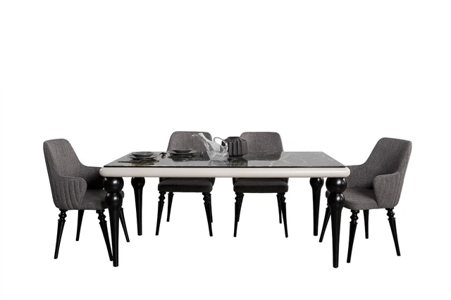 TABLEAUX SET COMPLET à Manger 4x Chaises Salle Set Ess Groupe Bois ...