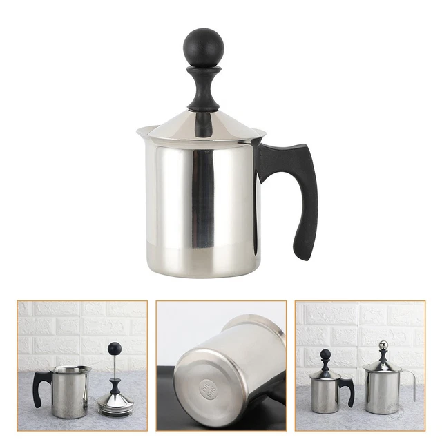 MANUAL MILK CREAMER Hand Pump Frother Cappuccino Latte Coffee Milk ...