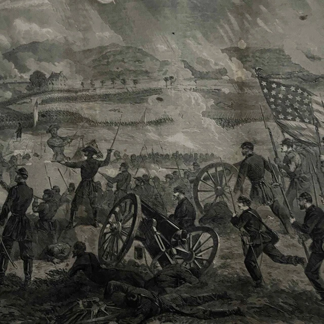 BATTLE OF GETTYSBURG Gen. Longstreet's Attack 1863 Civil War Engraving ...