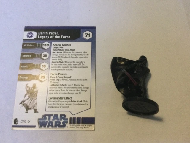 DARTH VADER LEGACY of the force Star Wars Miniatures With Stat Card ...