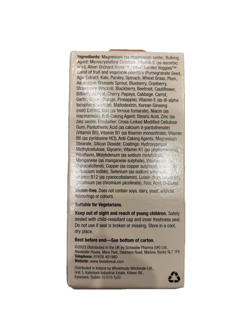 NATURES WAY ALIVE! Women's Energy Multi-Vitamin and Minerals. 30. BBE ...