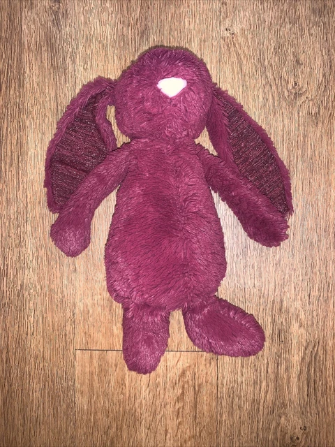 JELLY CAT BUNNY Medium Raspberry With Sparkly Ears Pink Purple Burgundy ...
