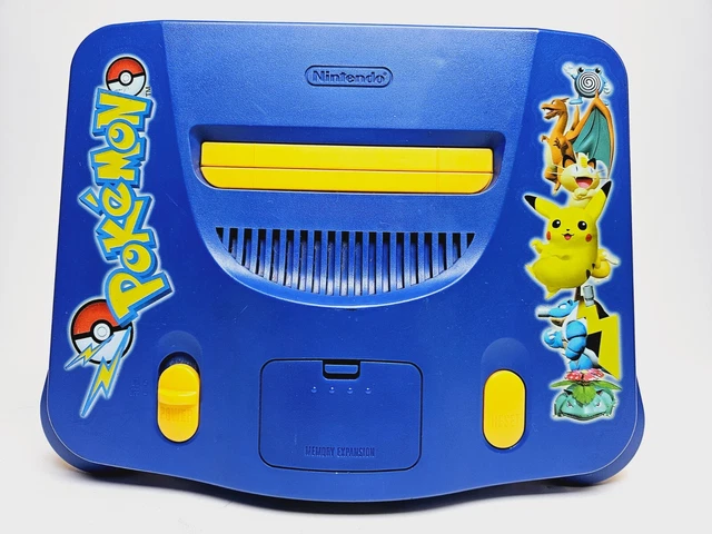 NINTENDO 64 N64 Pokemon Pikachu Blue Yellow Console + Pokemon ...