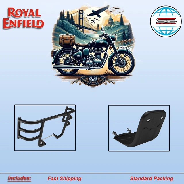 ROYAL ENFIELD CLASSIC/BULLET/METEOR 350 Black Airfly Engine Guard ...