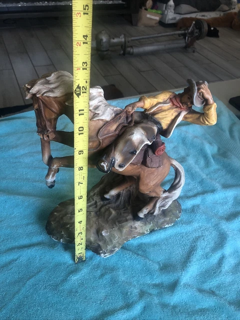 RARE VINTAGE UNIVERSAL Statuary Corp Chicago 1981 Cowboy on Horse Rodeo ...