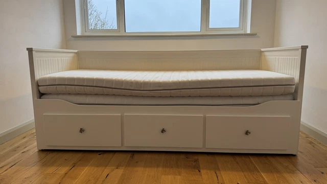 IKEA HEMNES DAY-BED frame with 3 drawers, white, 80x200 cm, two ...
