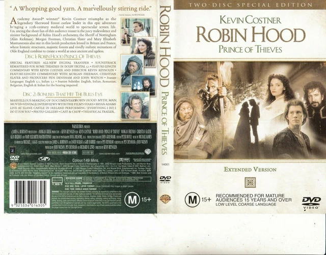 ROBIN HOOD PRINCE of Thieves-1991-Kevin Costner-[2 DVD Special Ed ...