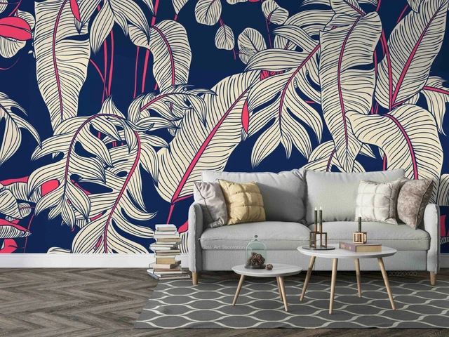 3D RETRO PLANT Leaf Pattern Wallpaper Wall Murals Removable Wallpaper 7 ...