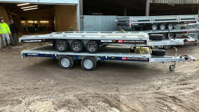 NEW BRIAN JAMES 15ft x 7ft Flatbed Trailer Twin-axle Connect 3.5t £ ...