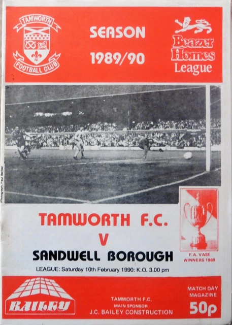 TAMWORTH V SANDWELL Borough 10/2/1990 Bhl - Midland Division #Excellent ...