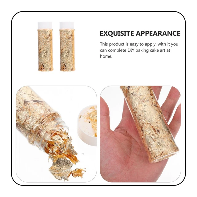 2 BOTTLES EDIBLE Leaf Foil Paper Cake Decorative Flakes Sprinkles $21. ...