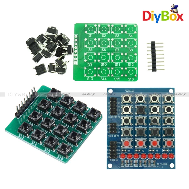 DIY 4X4 KEYPAD Matrix Keyboard Module 16 Buttons LED for Arduino MCU $1 ...