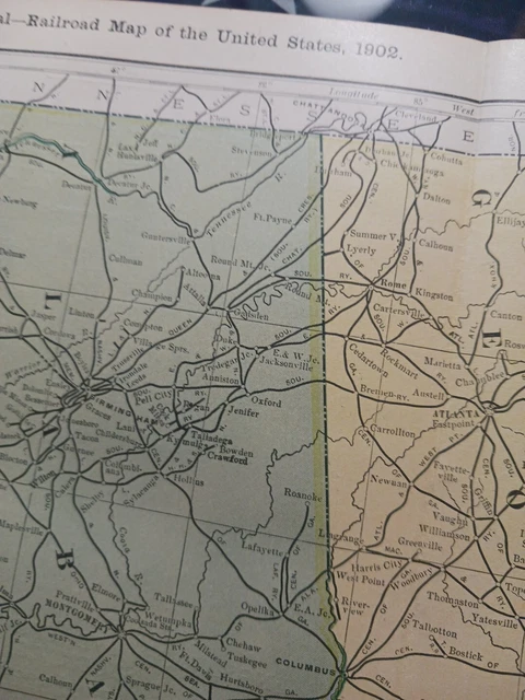 1902 DATED TRAIN Route Map ALABAMA GEORGIA all Railroad Lines Stations ...