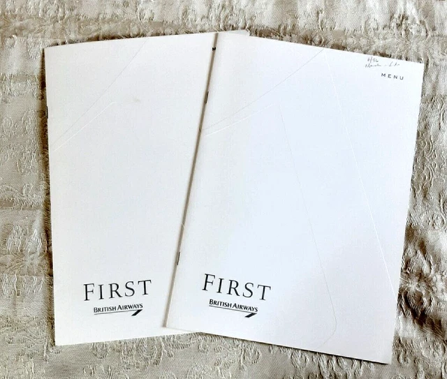 2 DIFFERENT BRITISH Airways BA First Class Menus from 1996 £8.99 ...