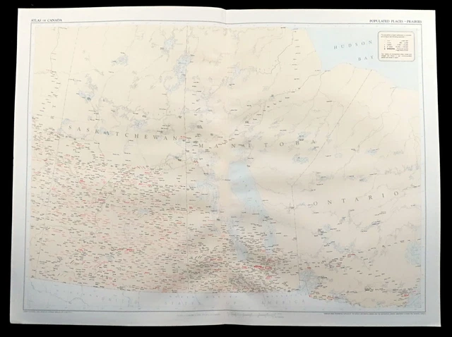 MAP OF CANADA Canadian Parries population distribution Large Vintage ...