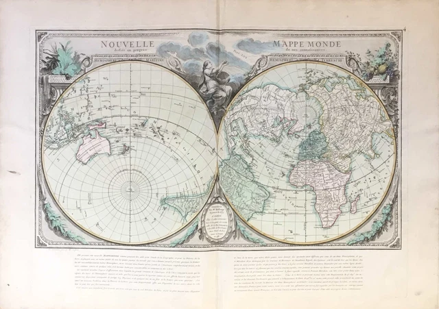 1781, LATTRÉ, NOUVELLE Mappe Monde, carte ancienne, World Map ...