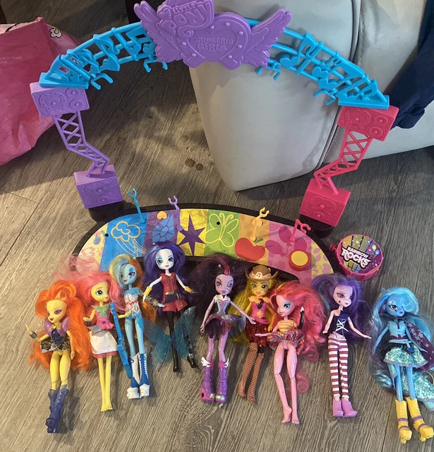MY LITTLE PONY Equestria Girls Rainbow Rocks Stage And 9 Doll Bundle £ ...