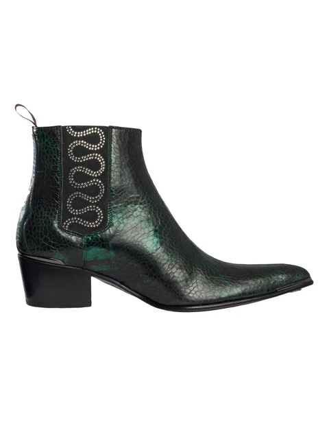 JEFFERY WEST MEN'S Snake Nayade Leather Chelsea Boots, Green £198.95 ...