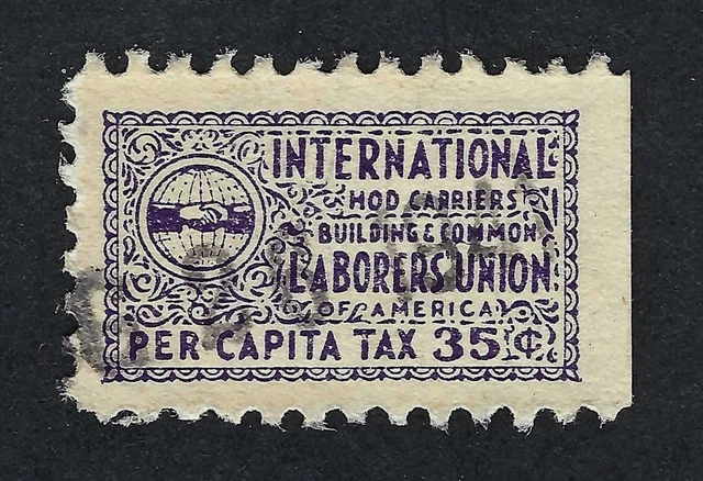 UNION DUE STAMP - HOD Carriers Building & Common Labors Union - Purple ...