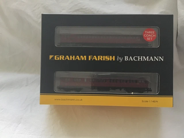 GRAHAM FARISH N GAUGE 374-912 SE&CR 60ft Birdcage 3-Coach Pack BR ...