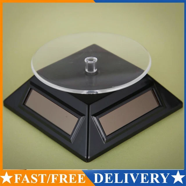 MINI 4 PANELS Solar Powered Turn Table Rotary Jewelry Display Stand ...
