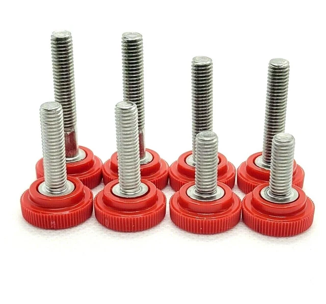 M5 X .8MM Knurled Thumb Screw Bolts with Red Round Clamping Knob ...