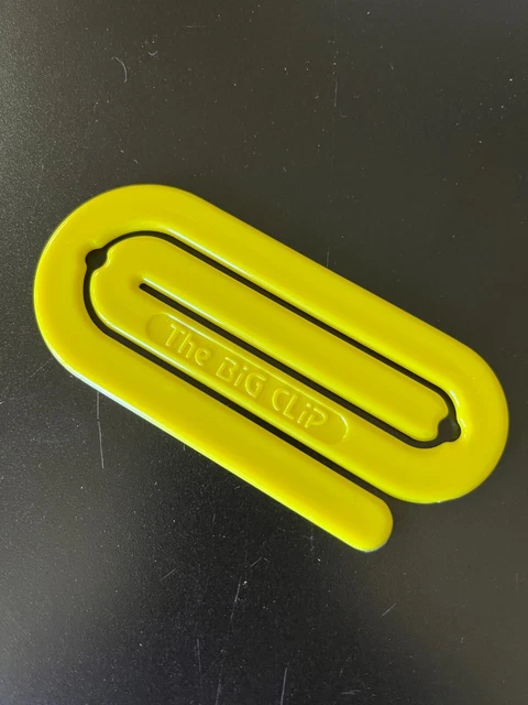 GIANT PLASTIC PAPER Clip from the 70s 80s NEW YELLOW Office School ...