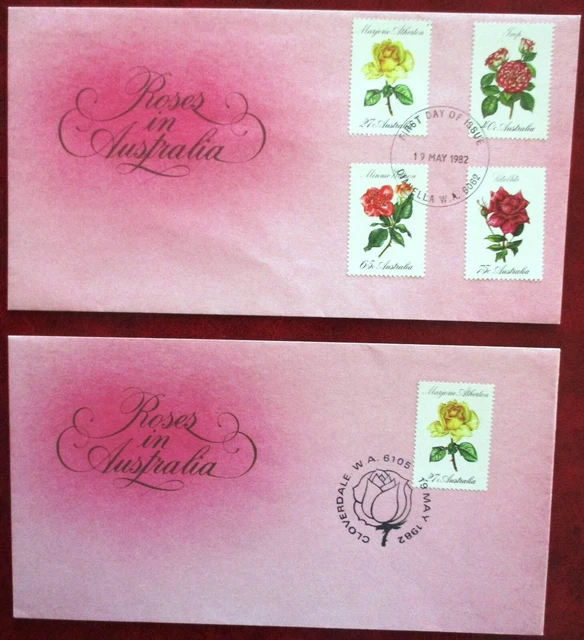 AUSTRALIA ROSES STAMPS 1982 2 FDCs rose pictorial Cloverdale postmark EUR 1,47 - PicClick FR