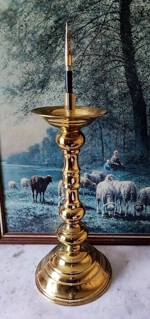 ANCIEN GRAND PIQUE Cierge Chandelier En Metal Dore Bougeoir Chandelier ...