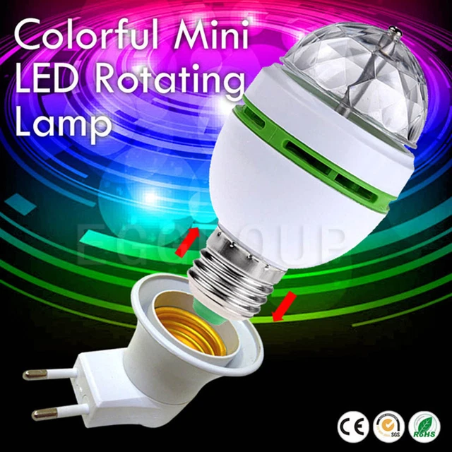 E27 3W LED Crystal RGB Rotating Stage Ball Lamp Light For Disco Party ...