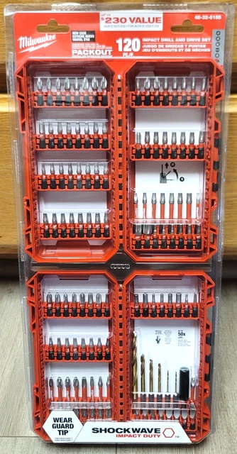 MILWAUKEE 120PC SHOCKWAVE Impact driver Bit Set Designed for Packout ...