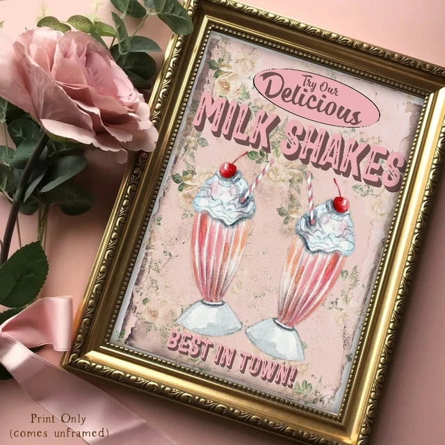 RETRO MILKSHAKE SIGN, 50s Diner sign for parties £6.00 - PicClick UK