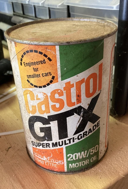 VINTAGE CASTROL GTX Super Multi-Grade 20W/50 Motor Oil 1 Quart Full Can ...