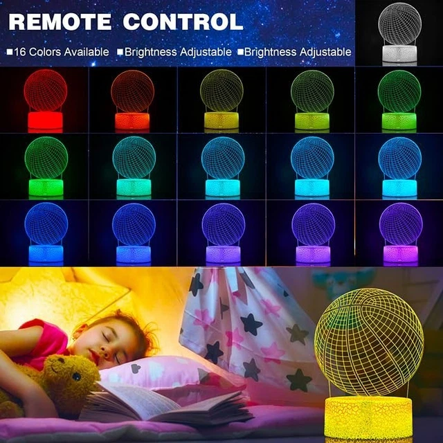 3D GLOBE LED Night Light Lamp, Remote Control, Dimmable Colour Changing ...
