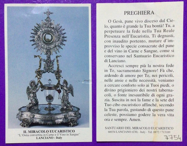 SANTINO HOLY CARD, Il Miracolo Eucaristico -Rif. 7754 EUR 11,99 ...