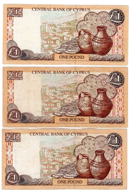 LOT OF THREE 1998 CYPRUS ONE POUND NOTES - p60b VF $3.25 - PicClick CA