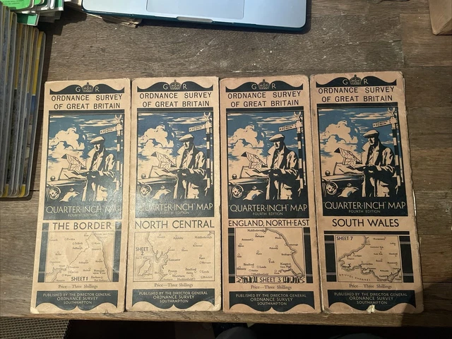 VINTAGE OS QUARTER Inch Map, Fourth Edition, 1950's England , 11 Sheets ...