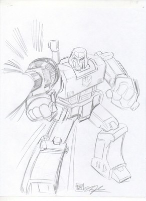TRANSFORMERS MEGATRON DECEPTICON Original Crayon Croquis par Tim Shinn ...
